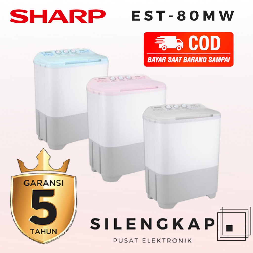 Jual (KHUSUS LUAR KOTA) Mesin Cuci 2 Tabung Sharp EST 80 MW 8 KG GARANSI RESMI | Shopee Indonesia