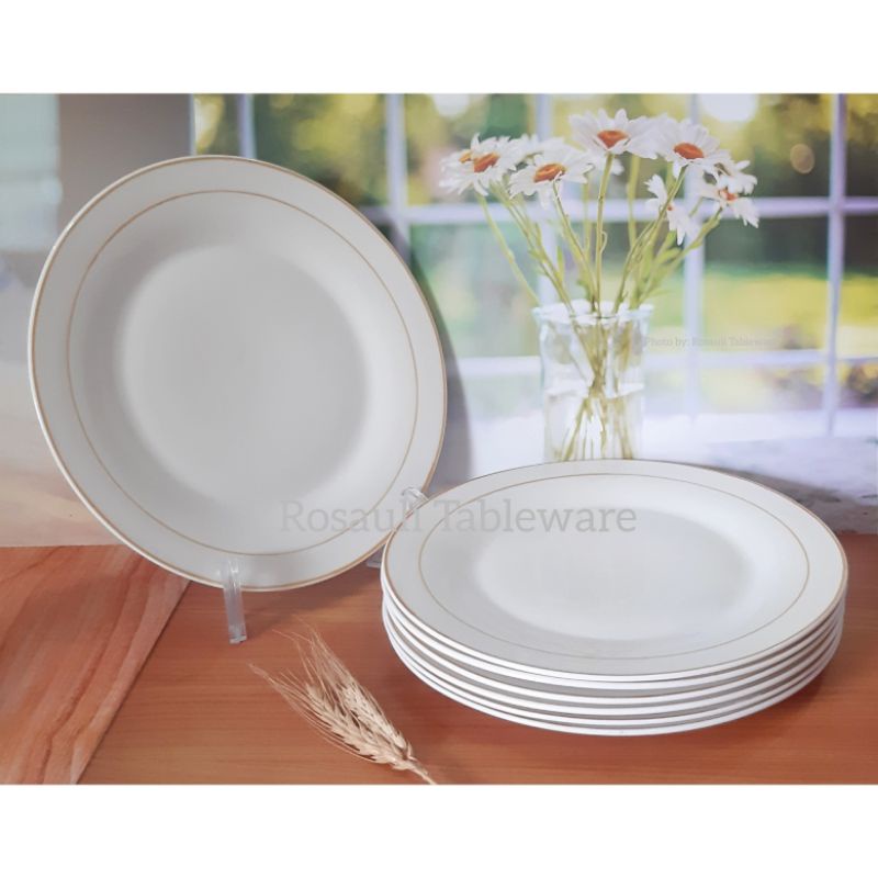 Jual 6 Pcs Piring Makan Ceper Keramik 26 cm | Gold Line 2 | Best ...