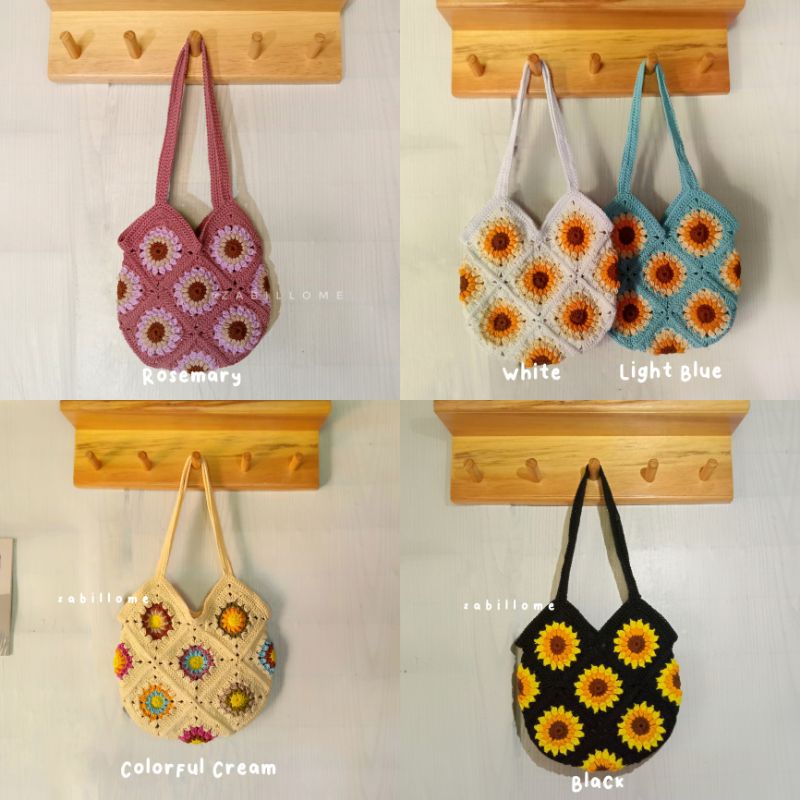 Jual Zabillome Crochet Granny Square Bag Totebag Rajut Handmade Tas ...
