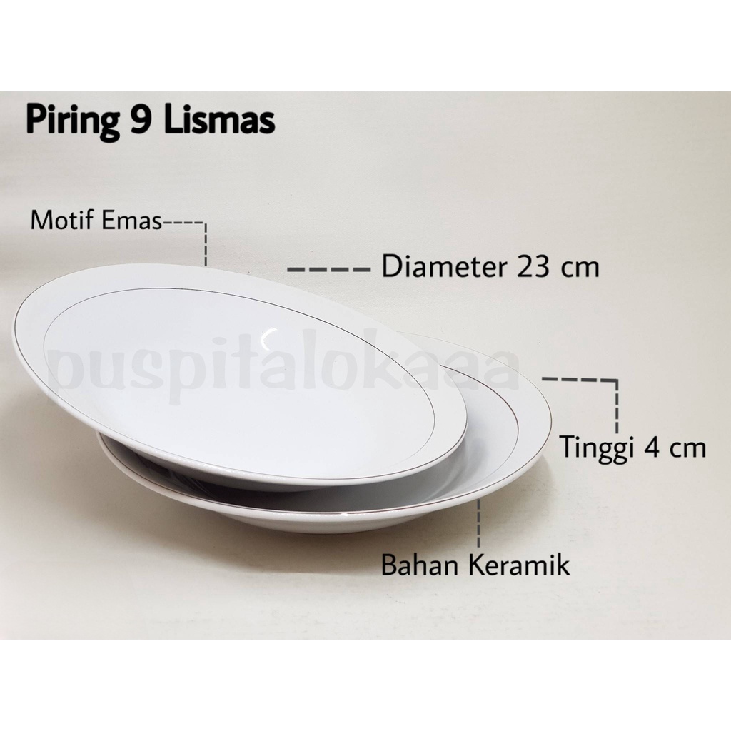 Jual PIRING MAKAN KERAMIK | PIRING LIS MAS 9" 6PCS | Shopee Indonesia