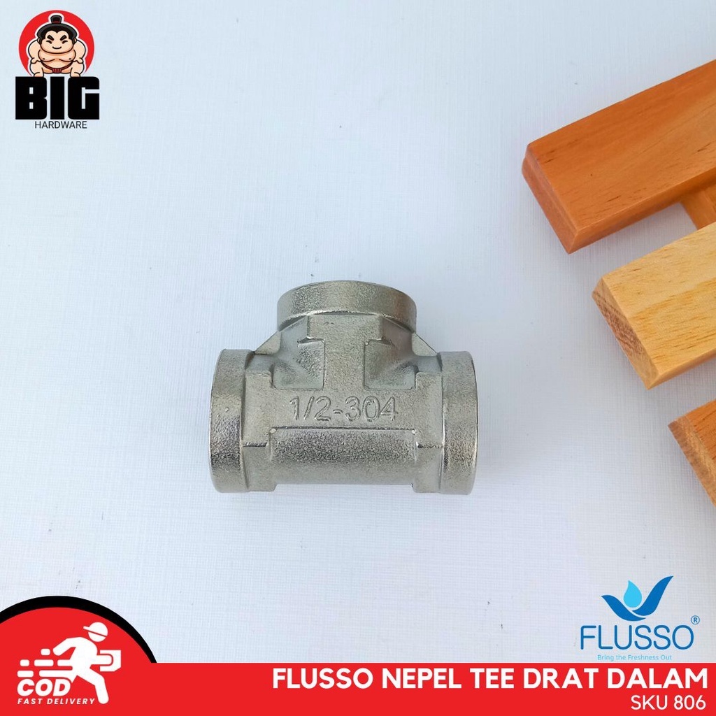 Jual Flusso Nepel Tee Drat Dalam Stainless Sambungan Kran Anti Karat ...