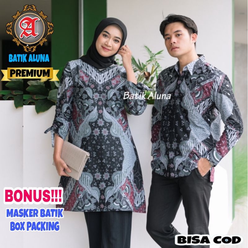Jual Batik Couple Premium CBA 104 Couple Batik Gamis Kondangan Pria Dan Wanita Modern Baju Batik ...