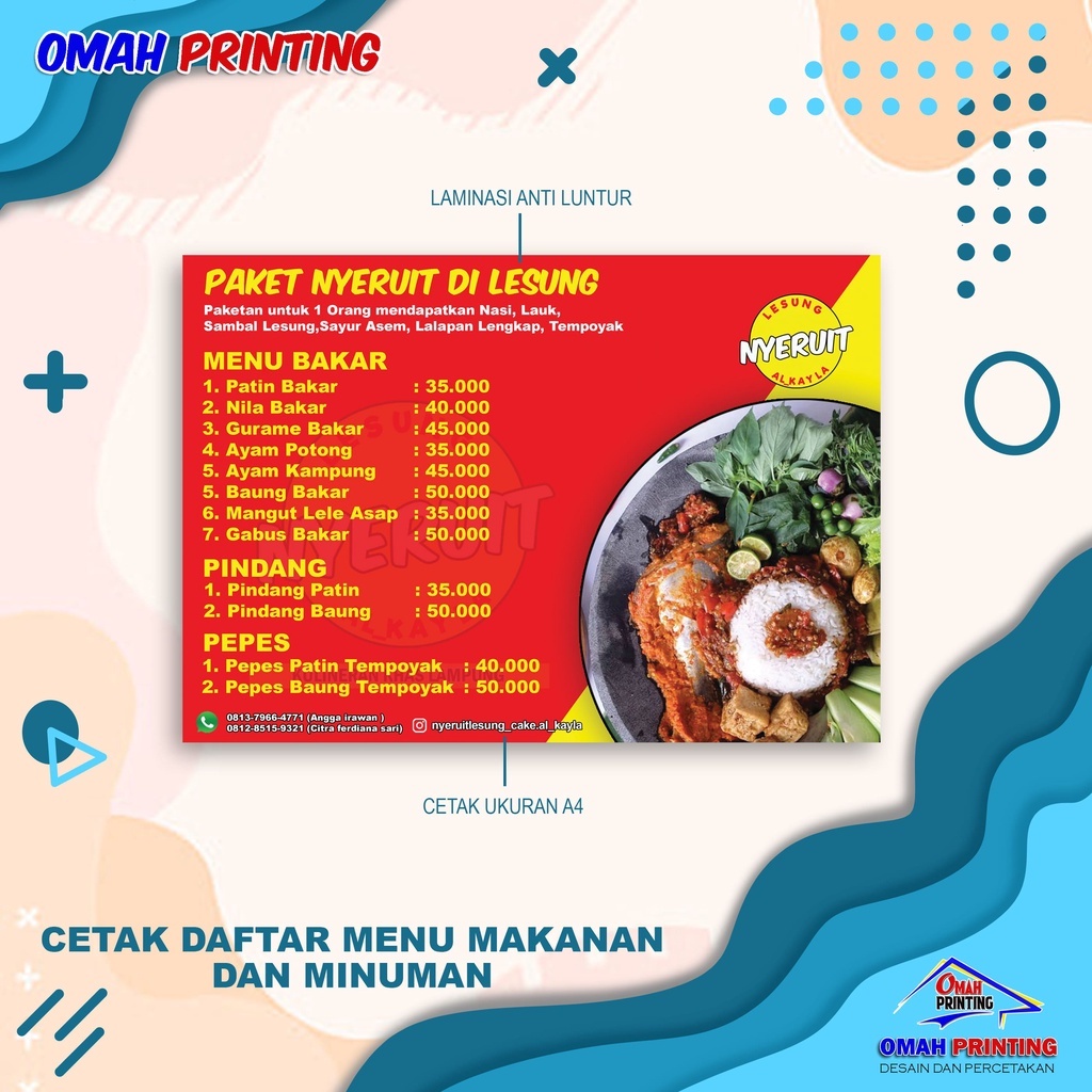 Jual CETAK DAFTAR MENU MAKANAN DAN MINUMAN UKURAN A4 | Shopee Indonesia