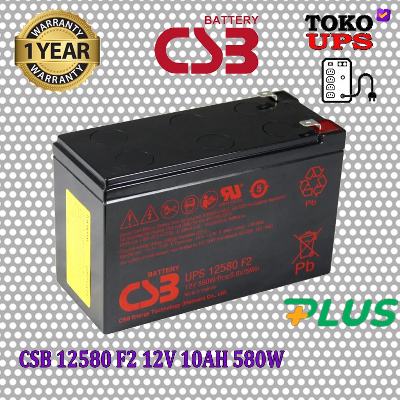 Jual Baterai Aki Kering CSB 12580 F2 12V 9AH (10AH) 580W | Shopee Indonesia