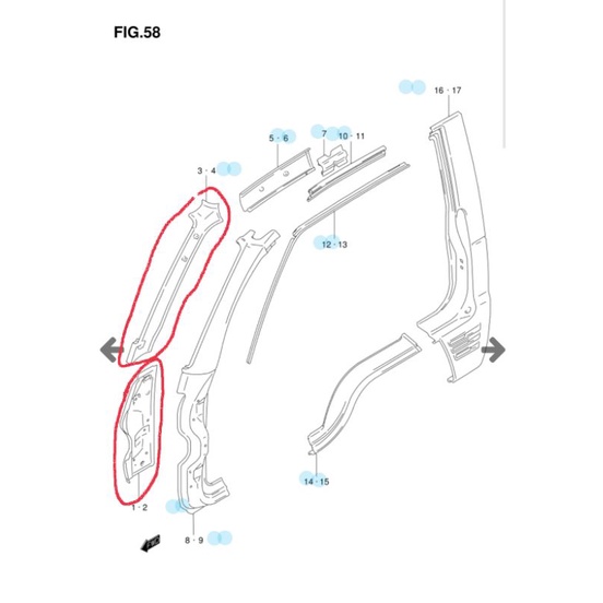Jual panel pilar dalam atas dan bawah/panel pintu bagian dalam atas dan ...