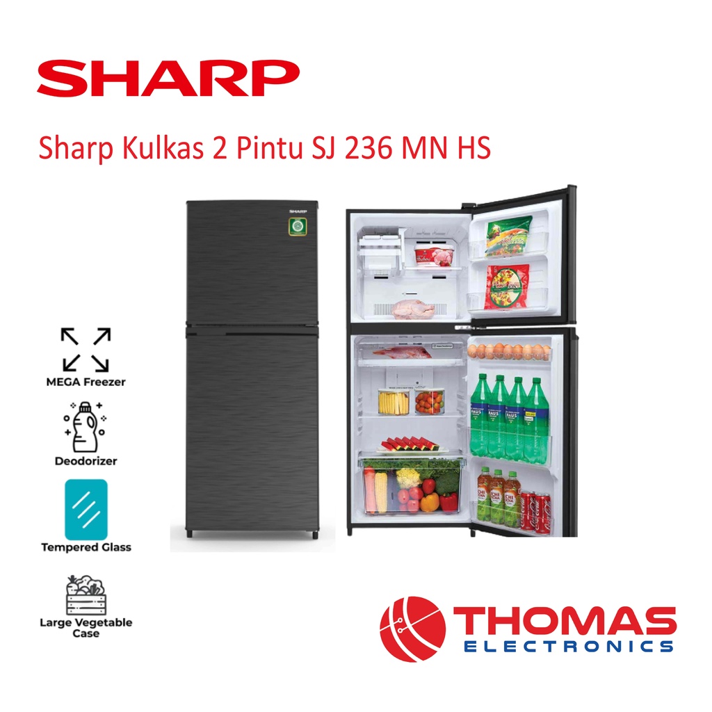 Jual Sharp Kulkas 2 Pintu SJ 236 MN HS Kulkas Low Watt GARANSI RESMI ...