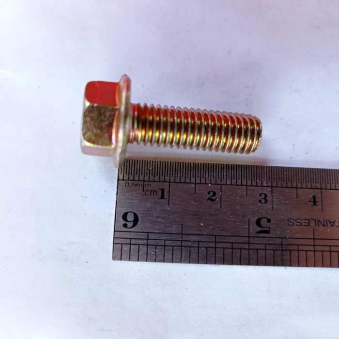 Jual BAUT TOPI M8 X 25 PANJANG 2,5CM KUNING KUNCI 12 / FLANGE BOLT ...