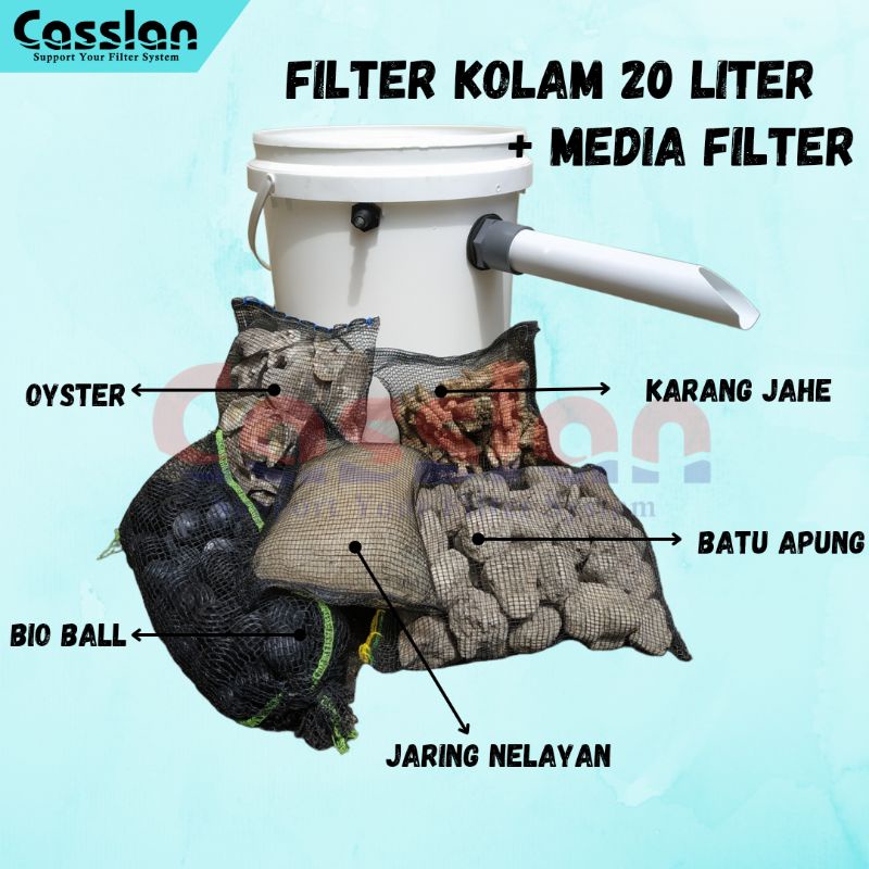 Jual Filter Tong Ember Kolam Ikan Koi Fullset Media Filter Jaring ...