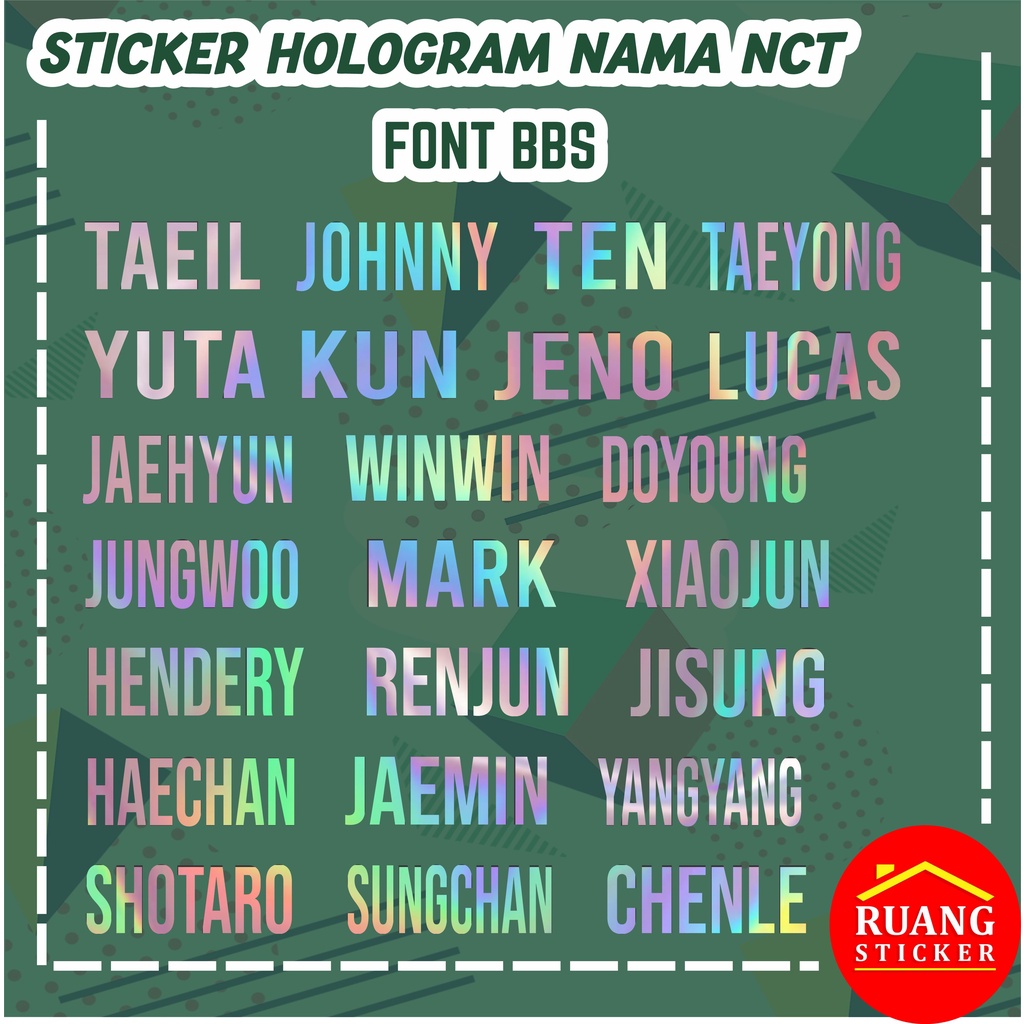 Jual LANGSUNG JADI STIKER HOLOGRAM NCT NAMA MEMBER HURUF LATIN ...