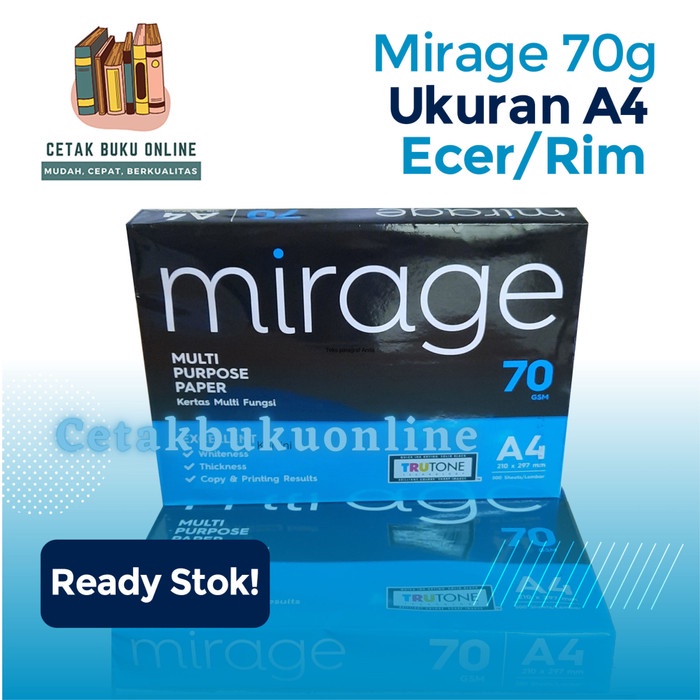 Jual Mirage - Kertas HVS 70 gr Ukuran A4 (1 RIM) | Shopee Indonesia