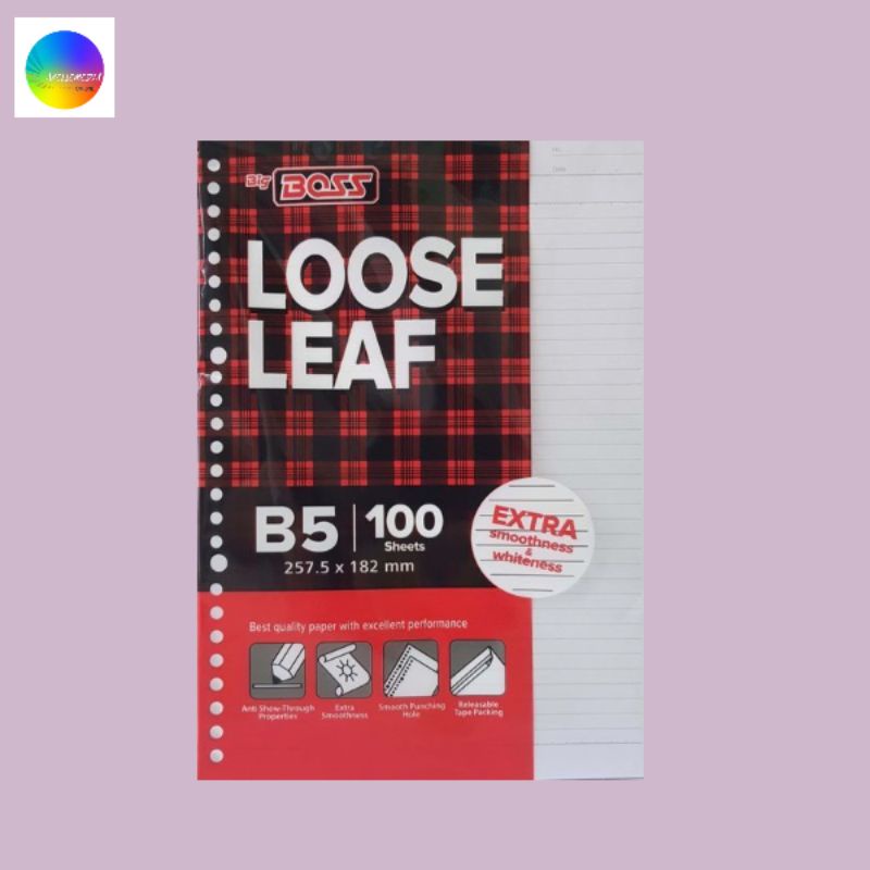 Jual Loose Leaf B5 100 Big Boss Besar Bergaris / Kertas isi Binder File Ukuran B5 isi 100 Lembar ...