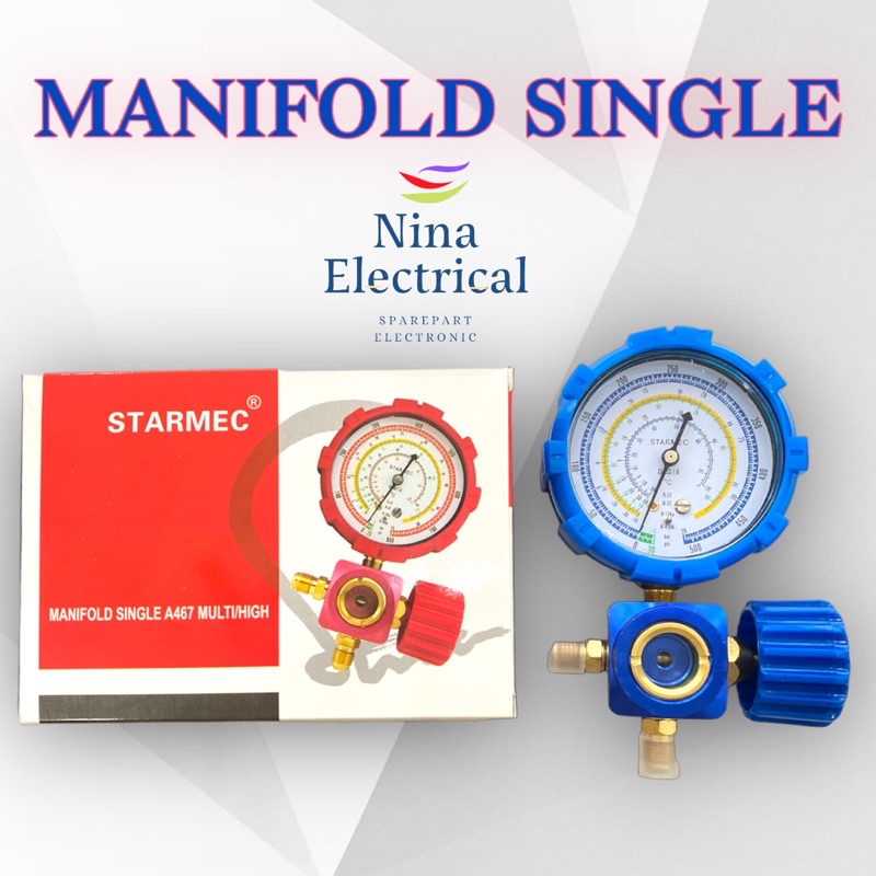 Jual MANIFOLD SINGLE MULTY LOW R22 R410 R32 R134 WITH SIGHT GLASS/SINGLE GAUGE | Shopee Indonesia