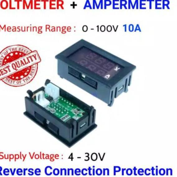 Jual Viral Voltmeter Digital DC 0-100V 10A volt meter Tampilan Ganda Detektor Tegangan 0.28 ...
