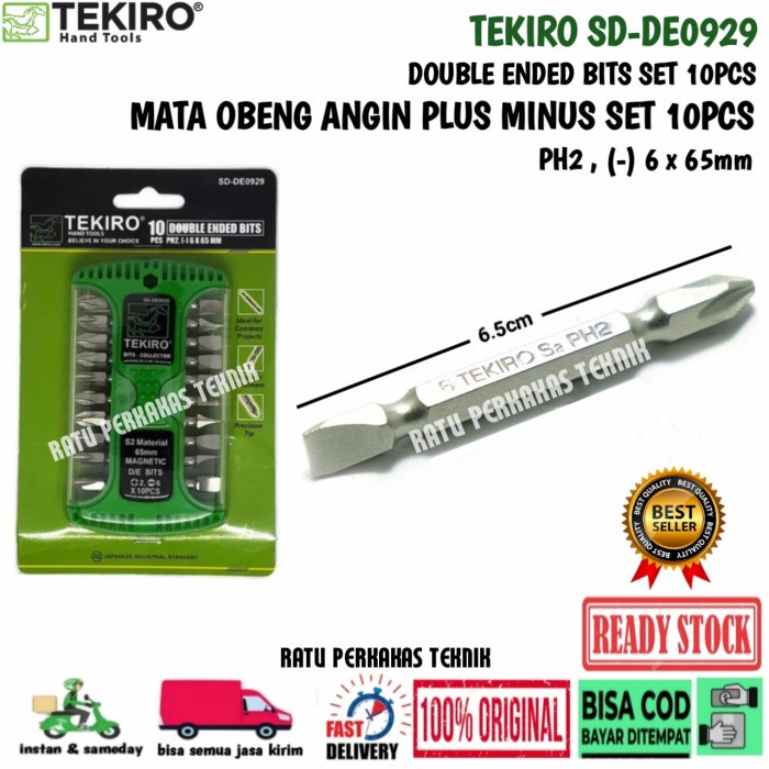Jual TEKIRO MATA BOR OBENG ANGIN GIPSUM PH2 Plus Min 6 x 65 mm / Set 10 ...