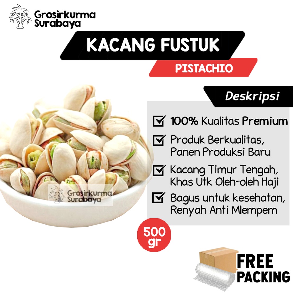 Jual Kacang FUSTUK 500gr Pistachio Ketawa Renyah Gurih Untuk Suplemen MPASI Booster Promil Oleh ...