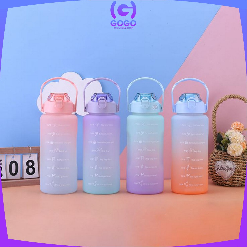 Jual GOGO-C301 Botol Minum Motivasi 2 Liter / Botol Minum Penanda Waktu Food Grade / Botol Air ...