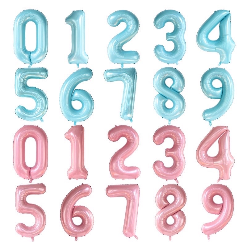 Jual Balon Angka Jumbo Pastel Warna Biru / Pink 80 CM | Shopee Indonesia
