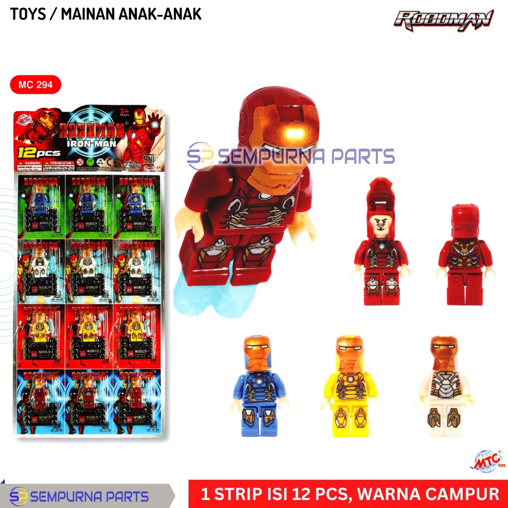 Jual TOYS LEGO ROBOMAN BLOCK IRON MAN MC 294 (1 STRIP ISI 12 PCS ...