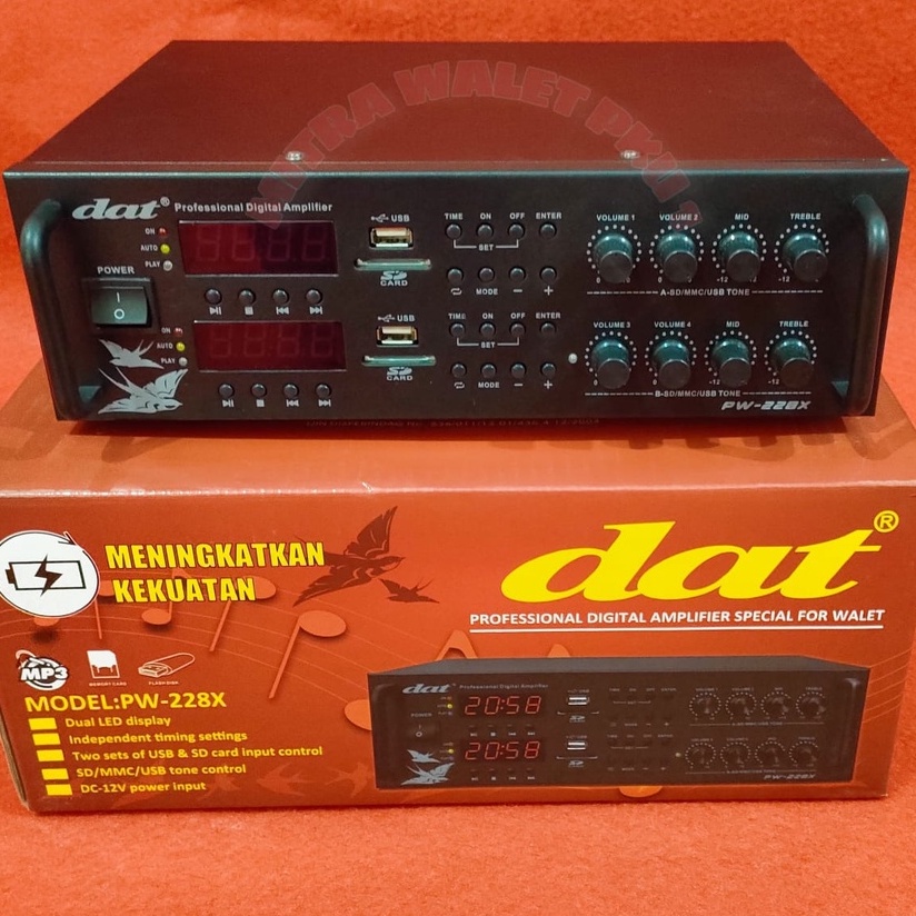 Jual AMPLI WALET DAT PW 228 X AMPLIFIER DAT 2 PLAYER 4 CHANNEL | Shopee Indonesia
