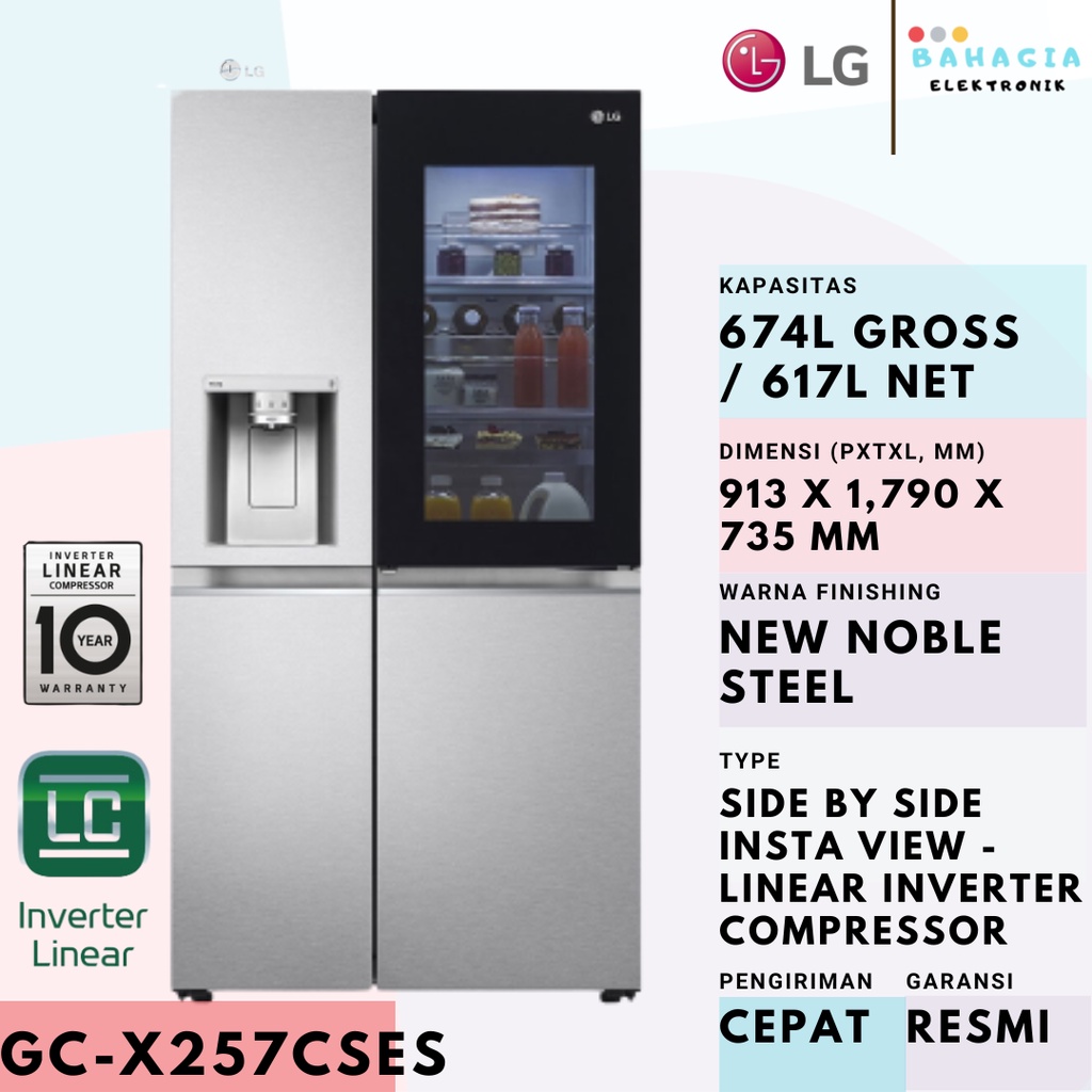 Jual LG GC-X257CSEW Kulkas InstaView Door In Door Linear Inverter | Shopee Indonesia