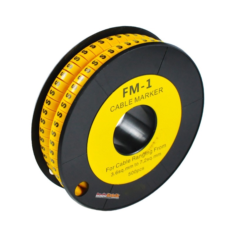 Jual Kabel Marker Huruf S Label Marker Cable FM 1 Kuning Nintoku KUAT ...