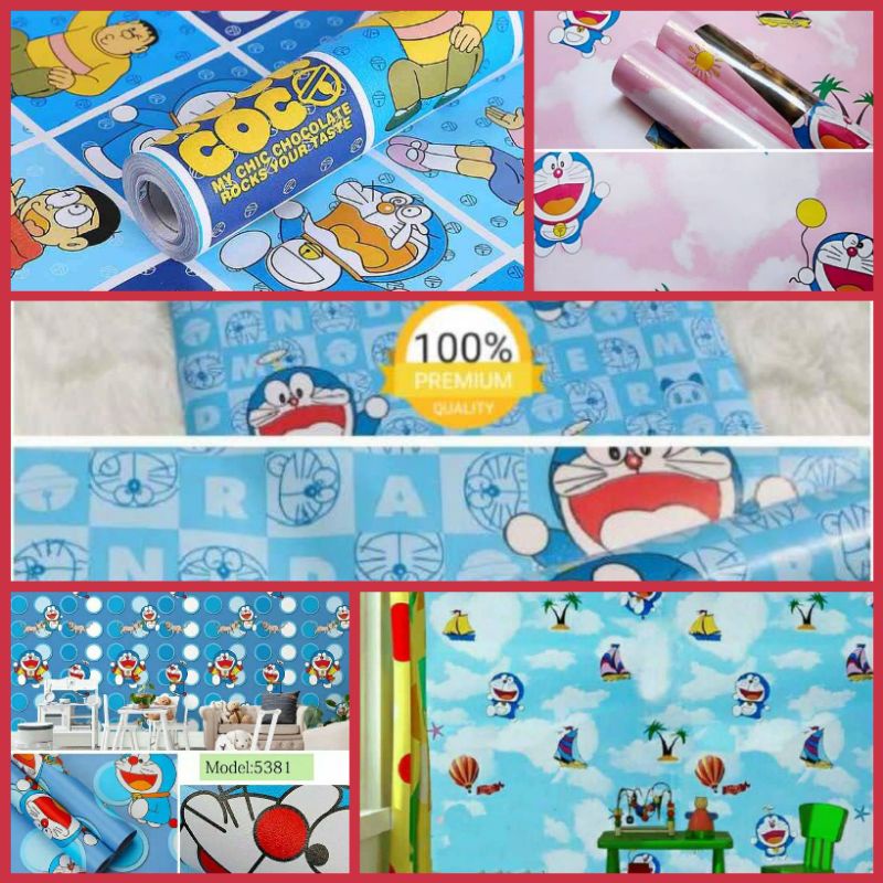 Jual Wallpaper Dinding Motif Karakter Stiker Dinding Doraemon Lucu Bagus Untuk Kamar Bahan Pvc ...