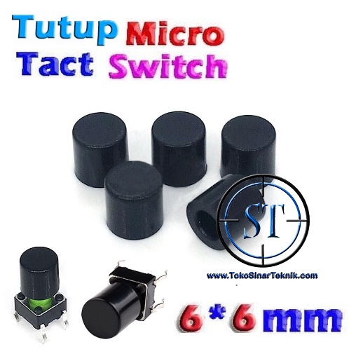 Jual Black - Tactile Push Button Switch Cap to 6x6mm Self-locking ...