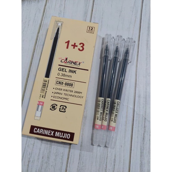 Jual (12pc) Bolpoin Carinex Mujio CNX-8808 Tinta Hitam 0.38 | Shopee ...