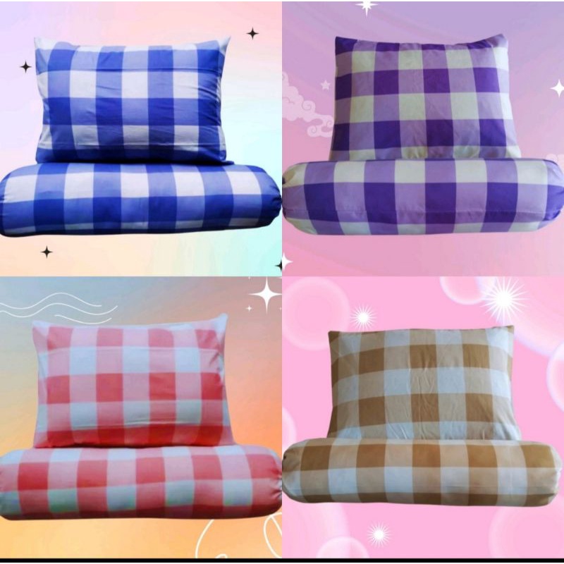 Jual sarung bantal atau guling harga satuan motif emely /kotak berbahan ...