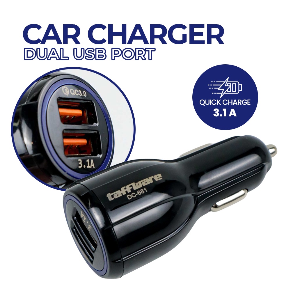 Jual Car Charger Dual USB Port QC 3.0 3.1/2.4/2.1 A Display VOLT METER AKI - LE001 DC-681 FM-001 ...