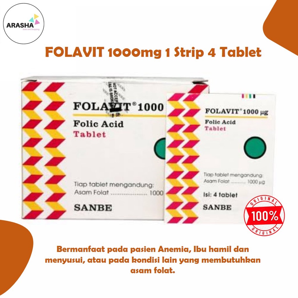 Jual FOLAVIT 1000mg 1 Strip 4 Tablet - Vitamin Ibu Hamil - Vitamin Ibu ...