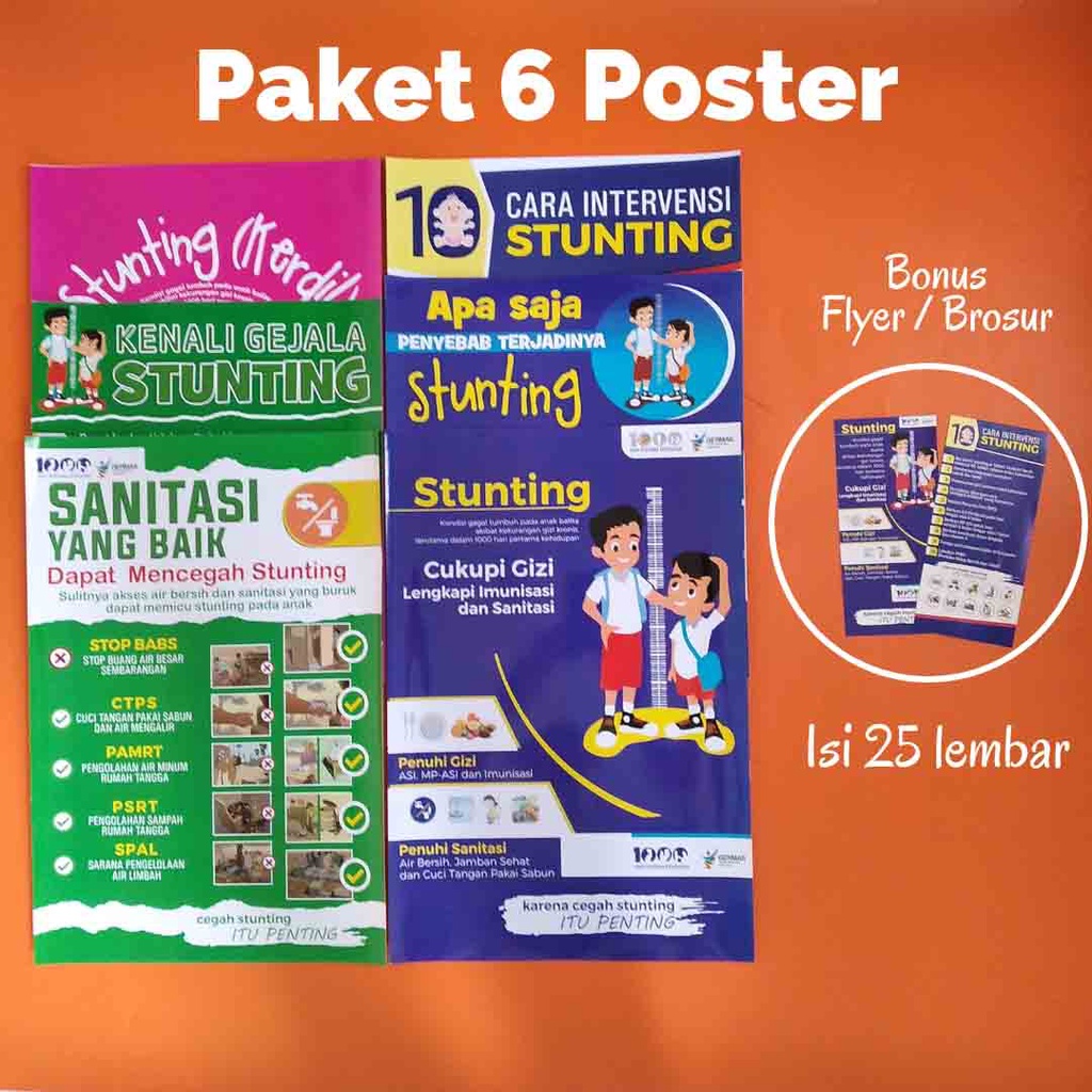 Jual Paket 6 Poster Stunting dan Brosur - Brosur Kesehatan - Flyer ...