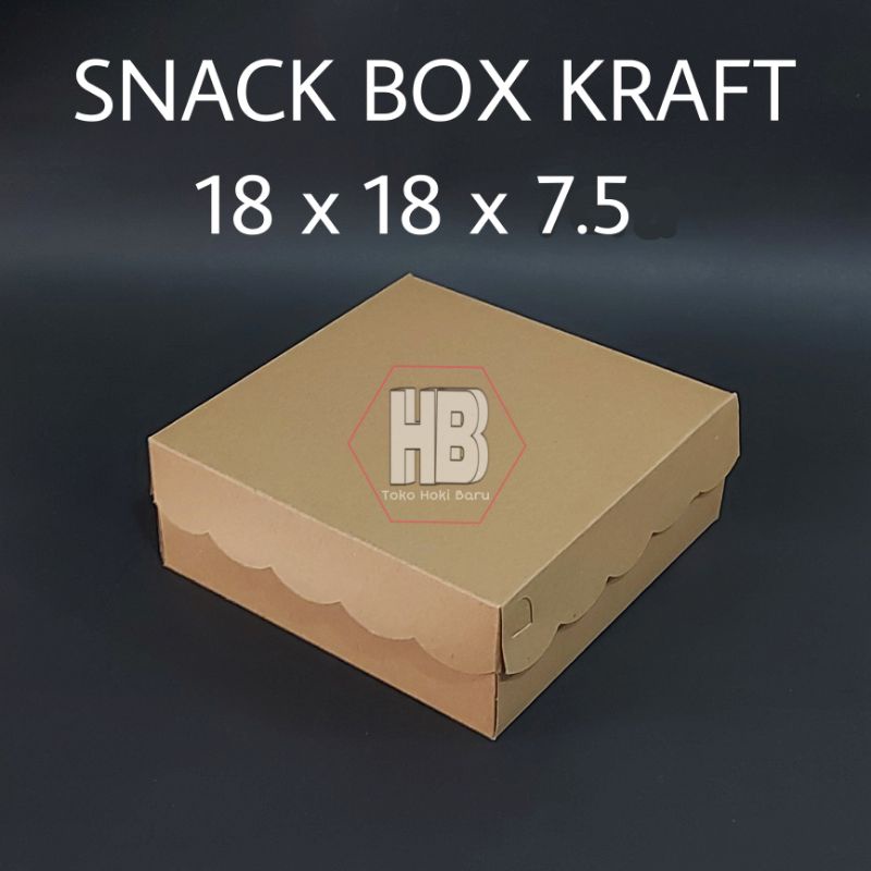 Jual BOX SNACK KRAFT 18x18 / DUS KOTAK KUE / KOTAK NASI CATERING COKLAT ...