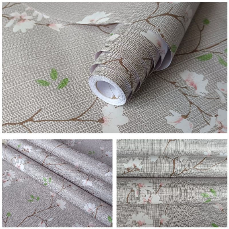 Jual Wallpaper Sticker Dinding Bunga Sakura Abu Abu Kekinian Murah ...
