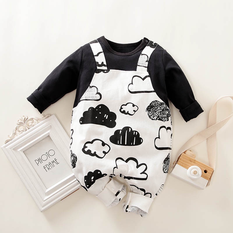 Jual Jumper Bayi lucu usia 0-18 Bulan katun 100% motif AWAN Hitam Putih ...