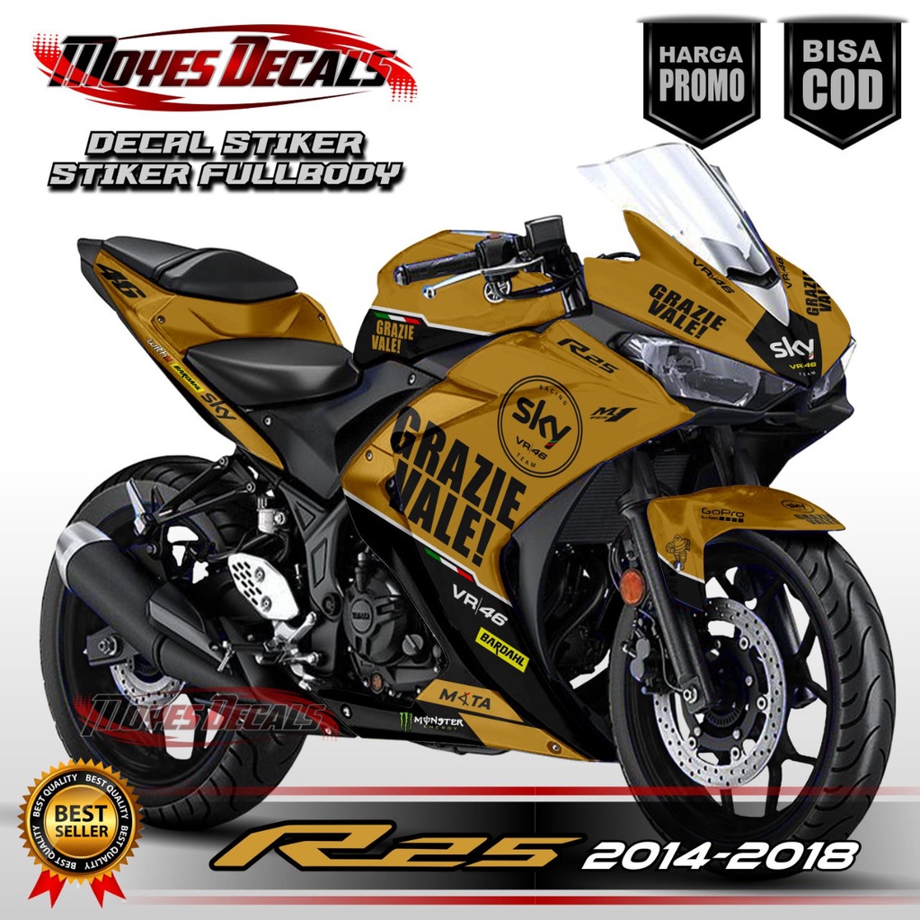Jual Stiker Decal Motor Yamaha R25 2014 - 2018 Fullbody Motif Grazie ...