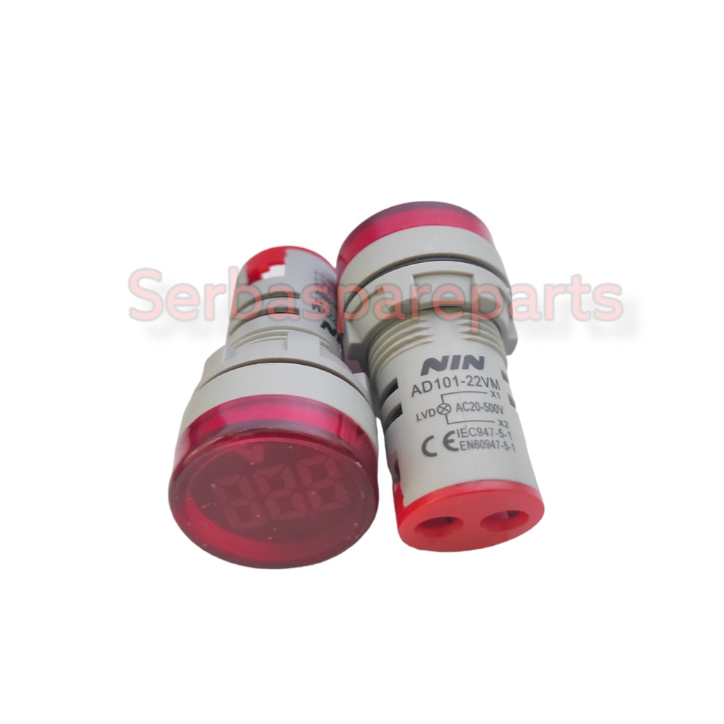 Jual LED INDIKATOR VOLT 22MM BULAT AC20-500V MERAH KUNING HIJAU ...