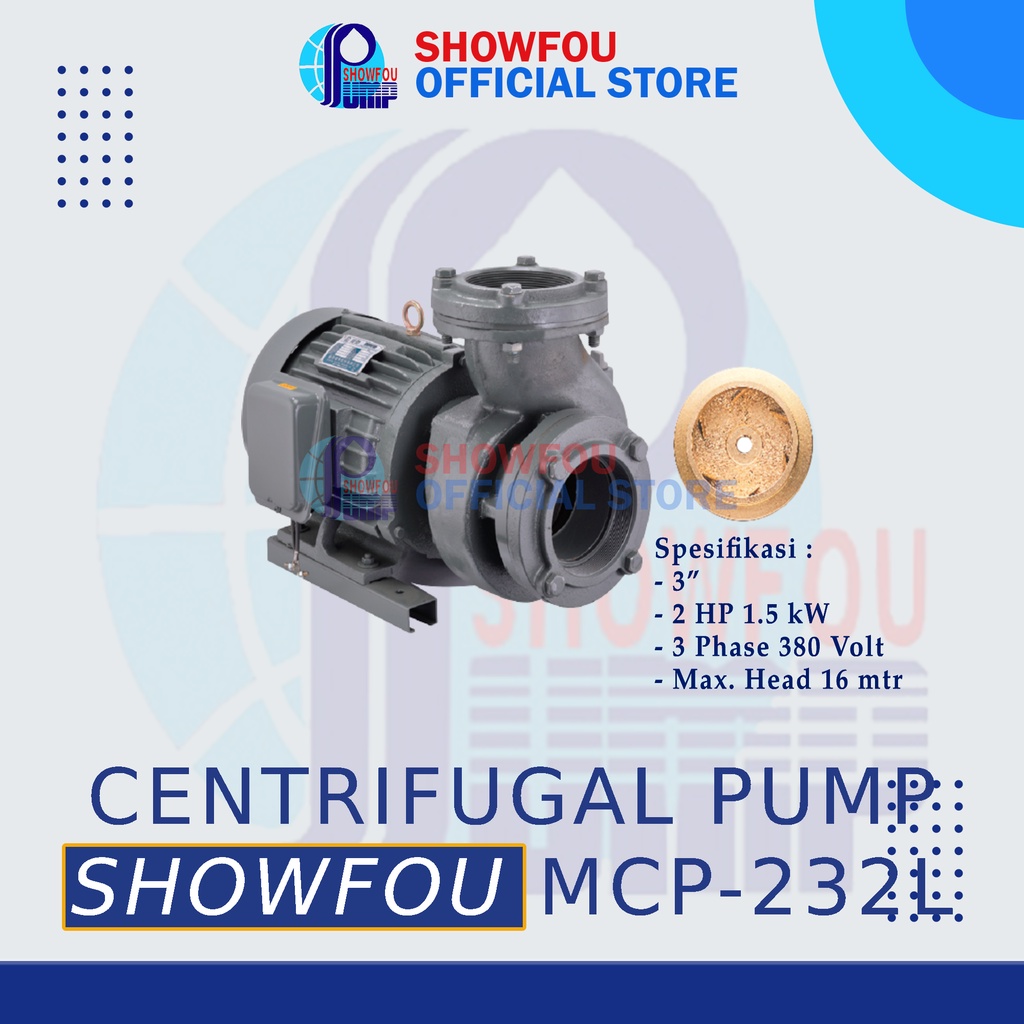 Jual SHOWFOU CENTRIFUGAL PUMP MCP-232L 2 HP 3 Phase 1.5 kWatt 3 Inch | Shopee Indonesia
