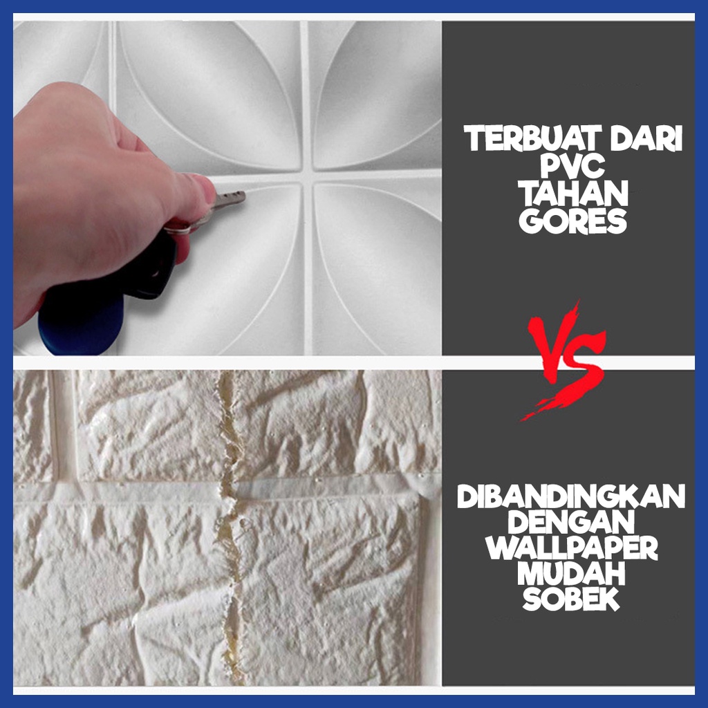 Jual Paus Biru - Wall Panel 3D PVC Wallpanel Wallpaper Dinding 30x30cm ...
