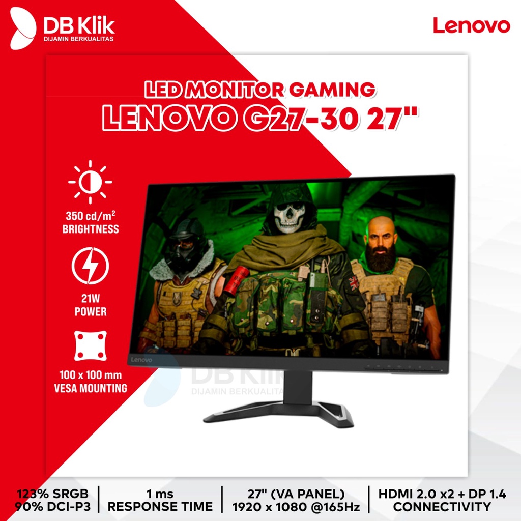 Jual LED Monitor Gaming LENOVO G27-30 27" 165Hz FHD HDMI DP (66E7GAC2WW ...