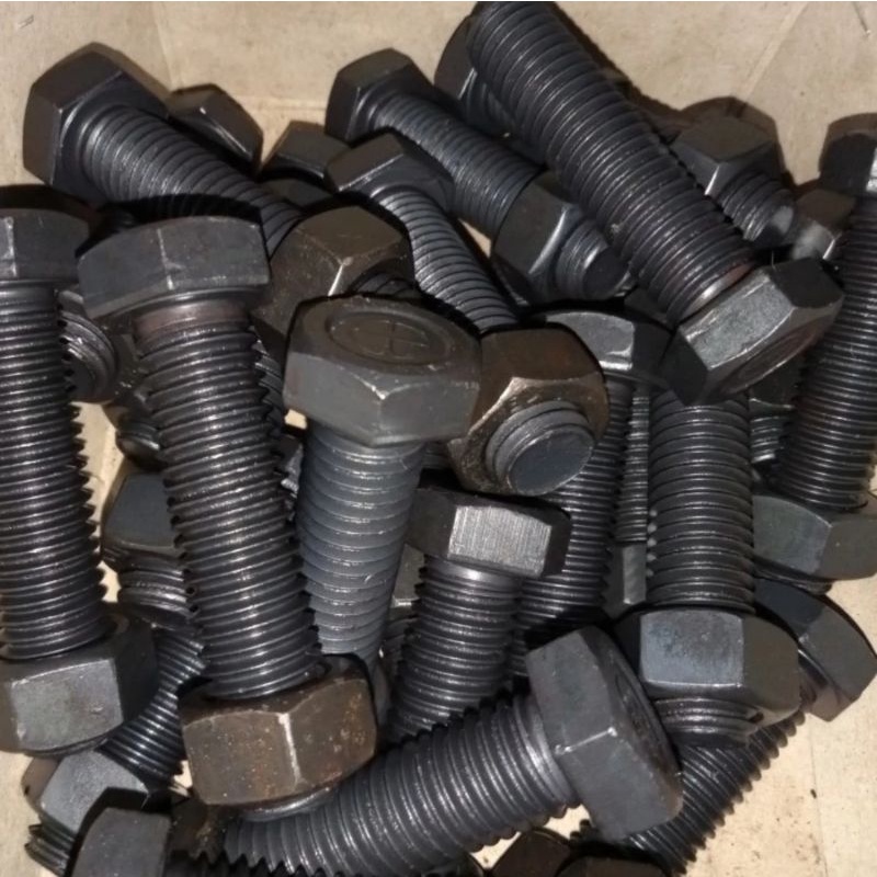 Jual Baut & Mur Hitam UNC 1/4" × 3" (k 10-11) | Shopee Indonesia