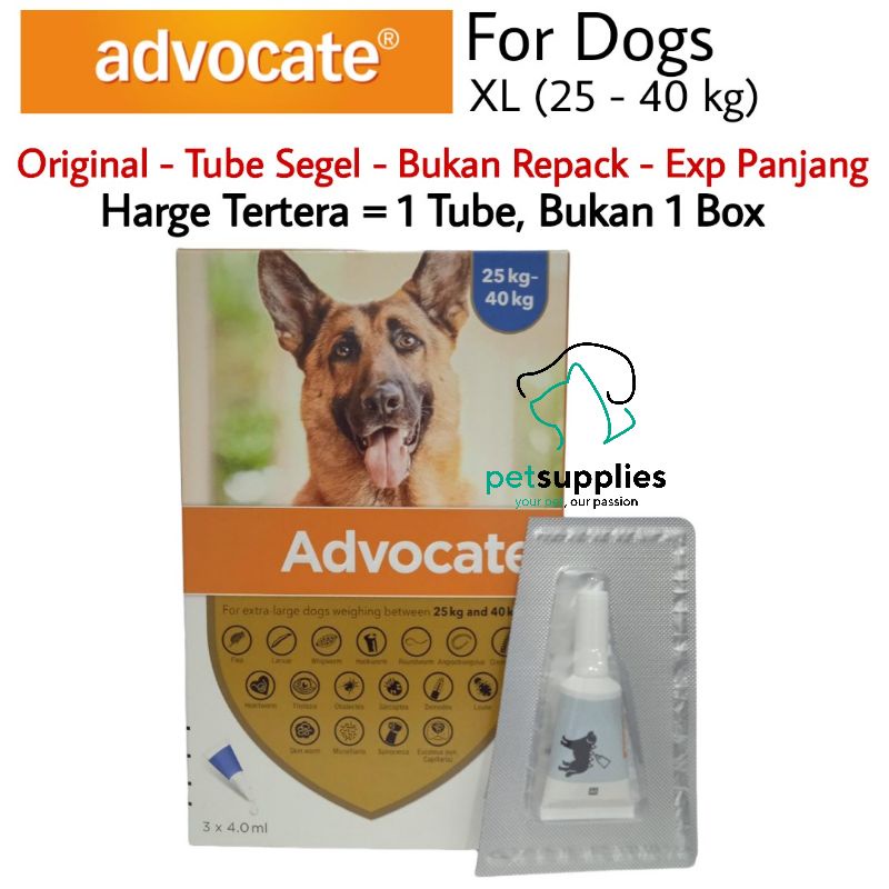 Jual Obat Kutu Anjing ADVOCATE Ukuran XL 25-40 kg Harga 1 tube | Shopee ...
