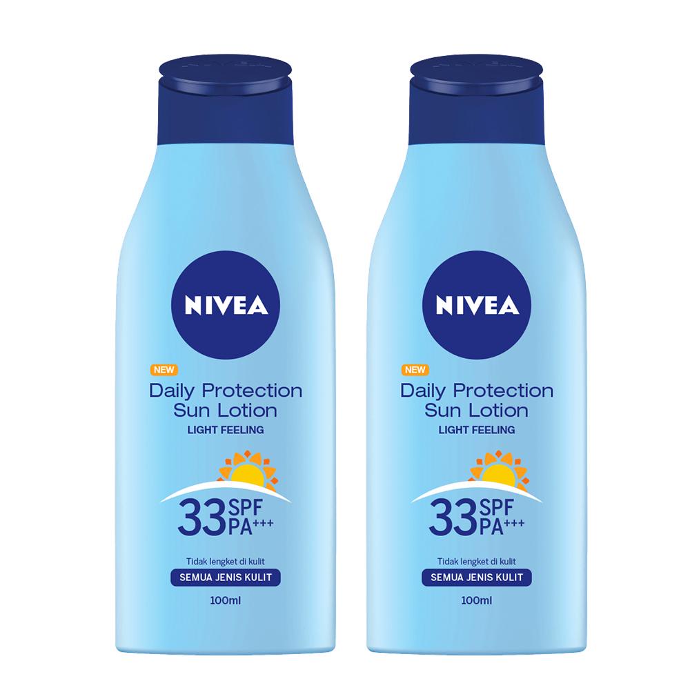 Jual NIVEA Daily Protection Sun Lotion 33 SPF 2 x 100 mL | Shopee Indonesia