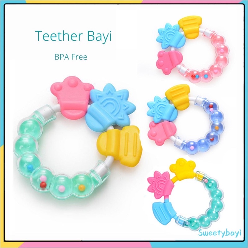 Jual Mainan Rattle Genggam Bayi Gigitan Empeng Buah Plastik Dengan ...