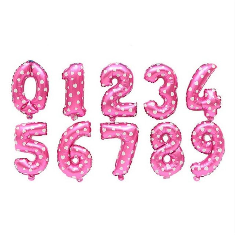 Jual Balon Foil Angka Pink Love 40 cm, Balon Angka Pink Love 16 inch ...