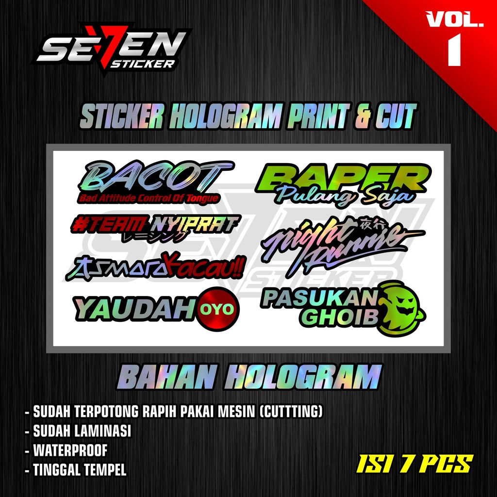 Jual Sticker Racing Print & Cut Vol. 1 Bahan Vinyl & Hologram Stiker Motor Mobil Helm Laptop ...
