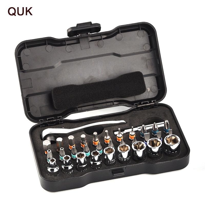 Jual PREORDER QUK Set Alat Tangan 33 In 1 Soket Obeng Ratchet S2 Bit ...