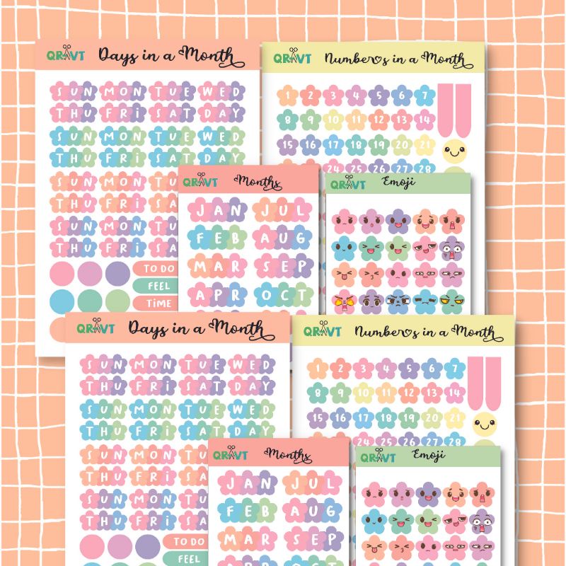 Jual Stiker Cute Pastel Daily Monthly Kalender untuk jurnaling | Shopee ...