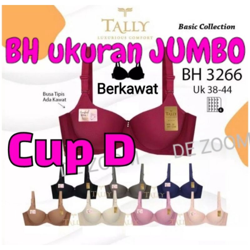 Jual Tally 3266 Bh ukuran Jumbo warna hitam cup D kait 4 Berkawat Busa ...