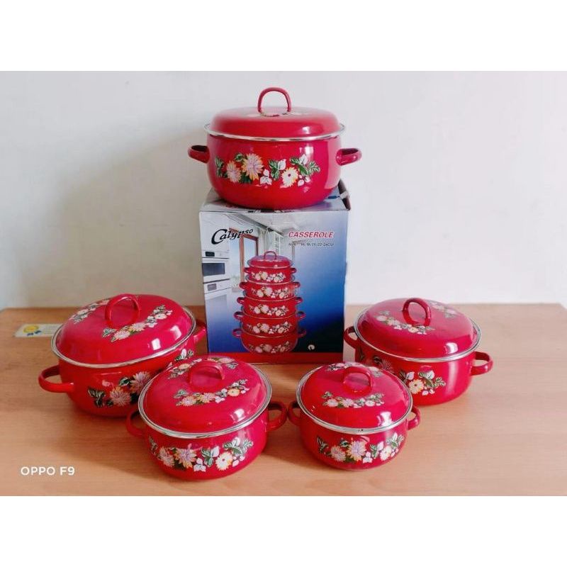 Jual Panci Bunga 5 Susun merk Calypso warna merah | Shopee Indonesia